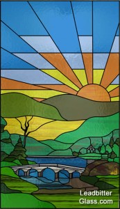 Stained Glass Landscape designs for windows or doors. Free UK delivery