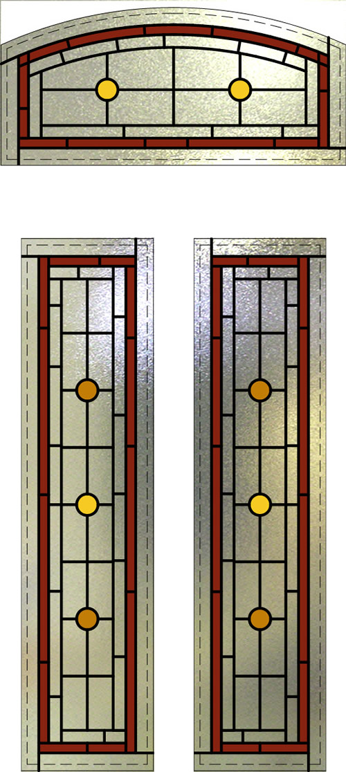 Arched Overlay Stained Glass Fanlight - Surrey