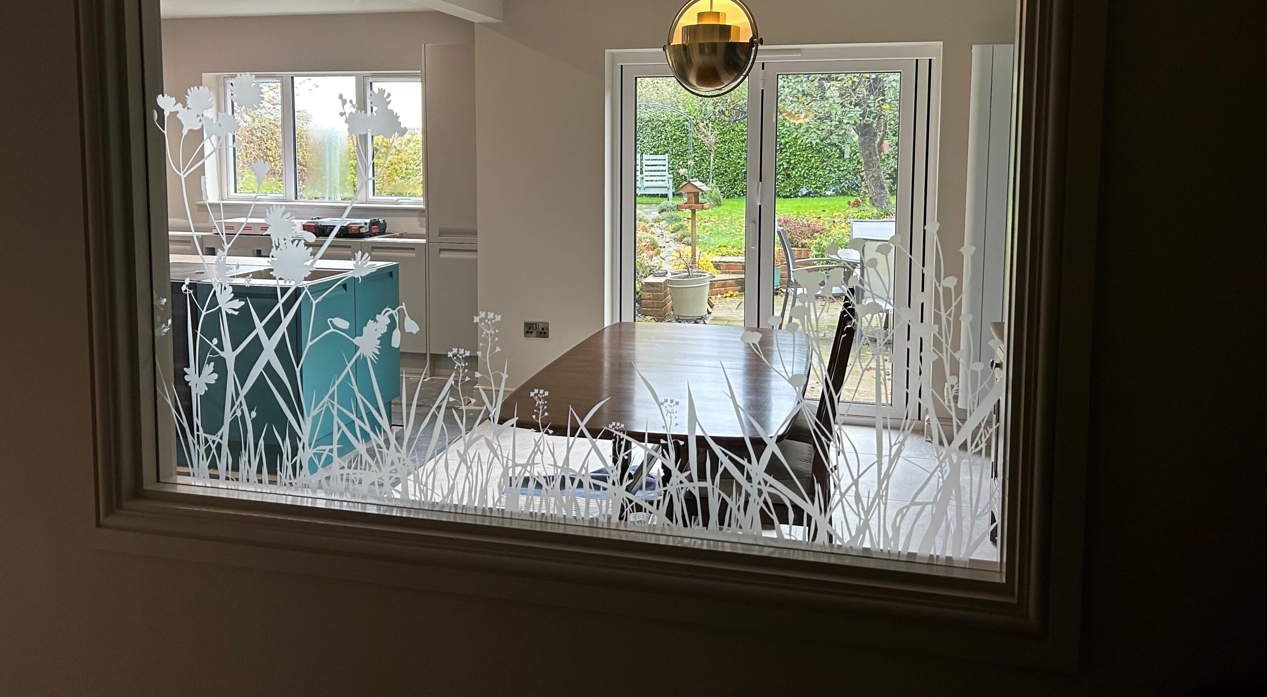 Etched Glass Partition Window - Sussex