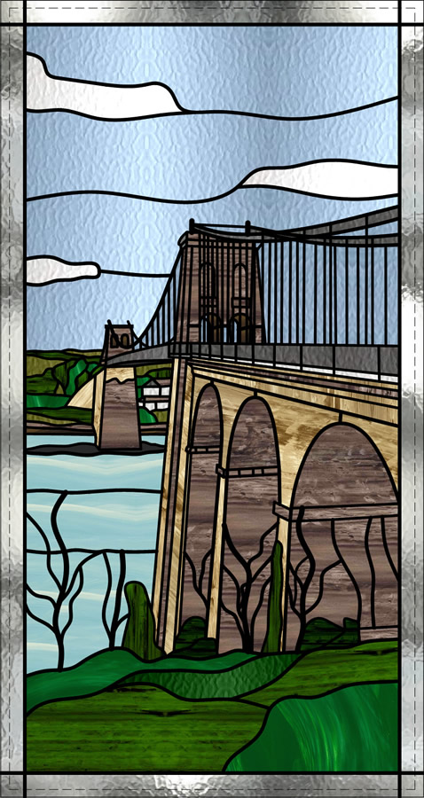 Overlay Stained Glass Menai Bridge - Liverpool